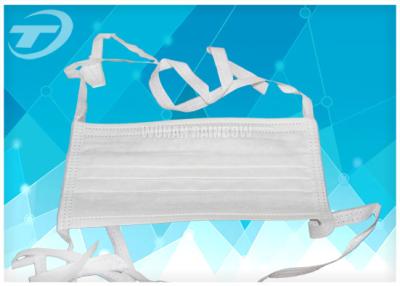 China Disposable 3 Ply Tie-On Face Mask Non-Woven Fabric 17.5 x 9.5 cm High Filtration 95% for sale