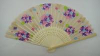China 21cm Promotional Bamboo Folding Fan with Silk Paper Hand Held Fan for sale
