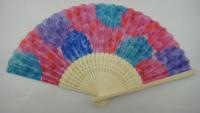 China 21cm Promotional Bamboo Folding Fan with Silk Paper Hand Held Fan for sale