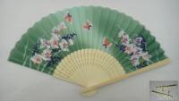 China 21cm Promotional Bamboo Folding Fan with Silk Paper Hand Held Fan for sale