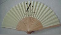 China 23cm Custom Printed Wooden Hand Held Folding Fan with Fabric for Promotion Decoration for sale