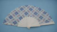 China Custom Printed Plastic Fabric Folding Hand Fan 23cm x 42cm Full Color Advertising for sale
