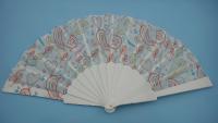 China Custom Printed Plastic Fabric Folding Hand Fan 23cm x 42cm Full Color Advertising for sale