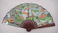 China 26.5cm Promotional Hand Fan Bamboo Ribs Double-Side Printed Fabric 48cm Open for sale