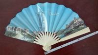 China 26.5cm Promotional Hand Fan Bamboo Ribs Double-Side Printed Fabric 48cm Open for sale