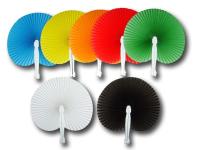 China 14cm Round Foldable Hand Fan with Plastic Handle Custom Logo Printing Promotional Gift for sale