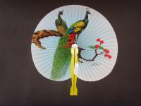 China 14cm Round Foldable Hand Fan with Plastic Handle Custom Logo Printing Promotional Gift for sale