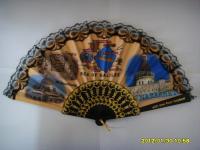 China 23cm Lace Hand Fan with Plastic Ribs and Polyester Fabric Custom Logo for sale