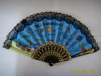 China 23cm Lace Hand Fan with Plastic Ribs and Polyester Fabric Custom Logo for sale