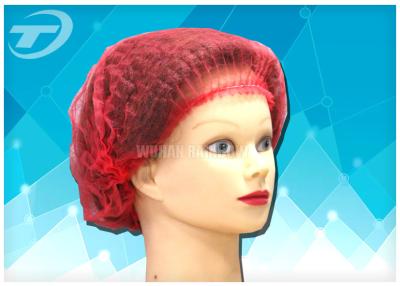 China Disposable Non-Woven Mob Cap 20 Inch Double Elastic Red Color SPP Spunbond for sale