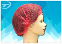 China Disposable Non-Woven Mob Cap 20 Inch Double Elastic Red Color SPP Spunbond for sale