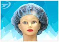 China Disposable Surgical Bouffant Cap SPP Nonwoven Fabric Blue 18 to 24 Inch for sale