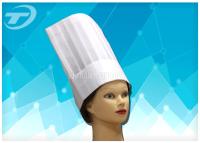 China Disposable Nonwoven Chef Caps Flat Top Adjustable Size 50gsm White Black for sale