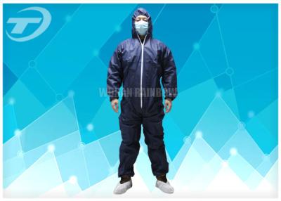China Waterresistance Elastic Cuffs Disposable Coverall Suit PE Coated PP Fabric for sale