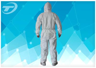 China Anti-Acid White Disposable Coverall Suit Microporous Film Laminated Fabric S-5XL for sale