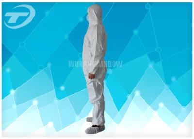 China Disposable Non Woven Coverall Suit White Chemical Resistant 50gsm S to 5XL for sale