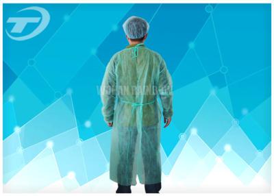 China CPE Yellow Disposable Coveralls Waterproof Isolation Gown with Knitted Cuff 30-50g for sale