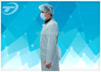 China CPE Fabric Disposable Isolation Gowns With Thumb Loop Blue Color for sale