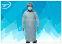 China CPE Fabric Disposable Isolation Gowns With Thumb Loop Blue Color for sale