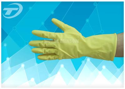 China 100% Natural Latex Household Gloves 310mm 0.30mm Dipped Flocklined Washing Rubber Gloves for sale