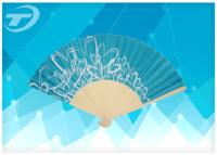 China 21cm Promotional Bamboo Folding Fan with Silk Paper Hand Held Fan for sale