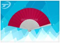 China 23cm Custom Printed Wooden Hand Held Folding Fan with Fabric for Promotion Decoration for sale