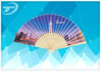 China 21cm Promotional Bamboo Folding Hand Fan with Paper or Fabric Custom Printing for sale