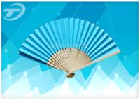 China Natural Bamboo Ribs Folding Hand Fans 21cm 23cm Paper Silk Wedding Favor Custom Logo for sale
