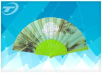 China Custom 23cm Folding Hand Fan Plastic Ribs Full Color Printed Fabric Promotional Gift for sale