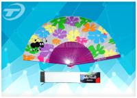 China Custom Painted Wooden Hand Fan 42cm with Fabric for Wedding Favors Advertising for sale