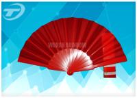 China Custom Logo Promotional Hand Held Fan 23cm Plastic Ribs Polyester Fabric for sale