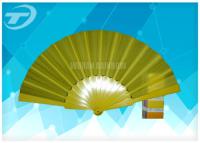 China Custom Logo Promotional Hand Held Fan 23cm Plastic Ribs Polyester Fabric for sale