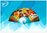 China Customized Fabric Folding Hand Fans , 23cm Fabric Folding Fans for sale