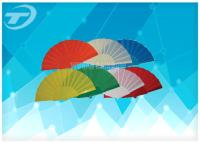 China Solid Color Fabric Personalized Folding Hand Fans With Plastic Handle for sale