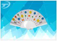 China 23cm Folding Plastic Hand Held Fans with Printed Fabric for Wedding Party Favors for sale