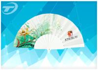 China 23cm Folding Plastic Hand Held Fans with Printed Fabric for Wedding Party Favors for sale