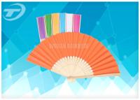 China Plain Color Folding Hand Fan 21cm Natural Bamboo Ribs Wedding Favor Paper Fan for sale