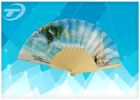 China Custom Printed Foldable Hand Fans 42cm with Natural or Painted Wooden Ribs for Promotional Gifts for sale