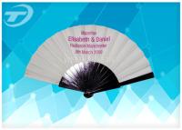 China Custom Printed Foldable Hand Fans 42cm with Natural or Painted Wooden Ribs for Promotional Gifts for sale