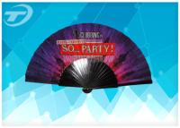 China 23cm Painted Wooden Hand Fan with Varnished Wooden Ribs and Fabric for Promotional Gifts for sale