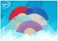China Plain Color Promotional Folding Hand Fans 42cm with Plastic Wooden or Bamboo Frame for sale