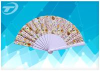 China Custom Printed Foldable Hand Fans 42cm with Natural or Painted Wooden Ribs for Promotional Gifts for sale
