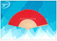 China 21cm Plain Color Silk Folding Hand Fans With Natural Bamboo Ribs for sale