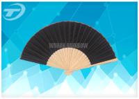 China 21cm Plain Color Silk Folding Hand Fans With Natural Bamboo Ribs for sale