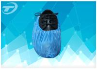 China Chlorinated Polyethylene Fabric Disposable Shoe Covers Blue Color for sale