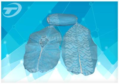 China Disposable Blue Hospital Shoe Covers 40gsm Polypropylene Anti Skid Fabric Overshoes for sale