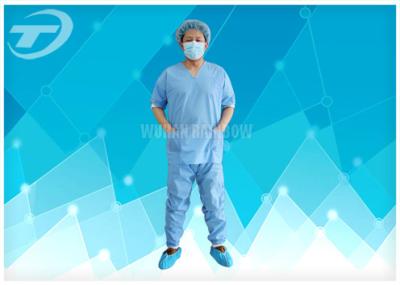 China Disposable SMS Patient Scrub Suit Hospital Medical Gown 45gsm CE ISO Certified for sale