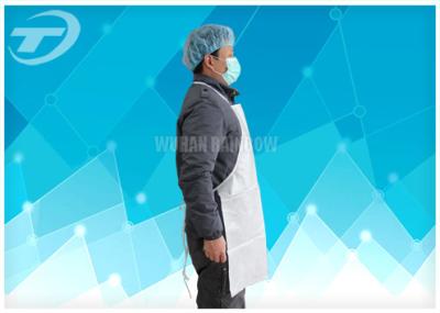 China White Plastic Aprons Disposable PE Coated SPP Fabirc 70 X 120cm for sale