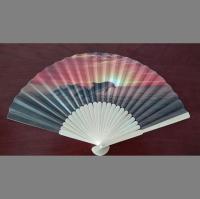 China Custom 21cm Paper Folding Fan with Bamboo Frame for Wedding Decoration Promotion for sale