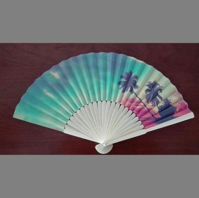 China Custom 21cm Paper Folding Fan with Bamboo Frame for Wedding Decoration Promotion for sale